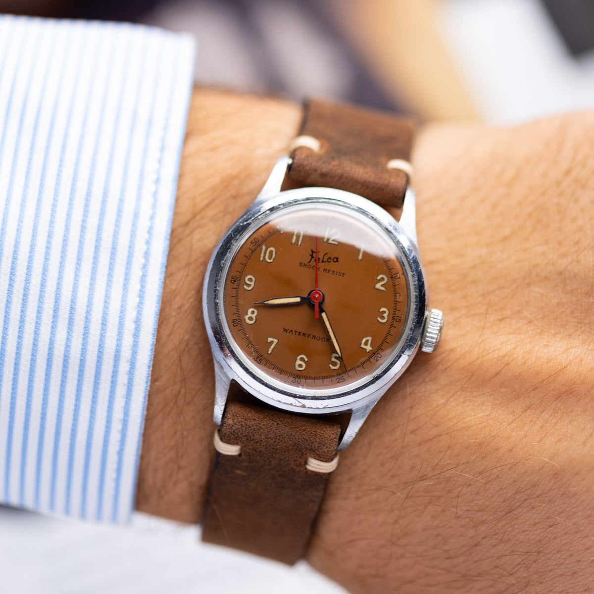 Felca Vintage Swiss Watch, Original Salmon Dial – DuMarko