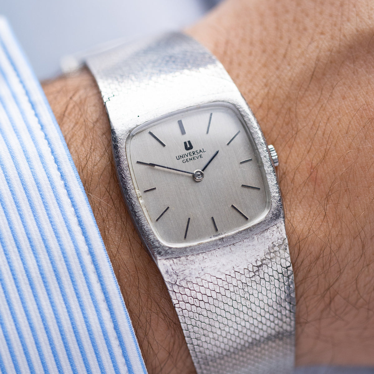 Luxury "Universal Geneve" Silver Watch, Swiss Made – DuMarko