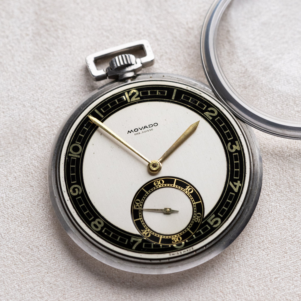 Movado Vintage Swiss Pocket Watch, Art Deco Style, Two-tone dial – DuMarko