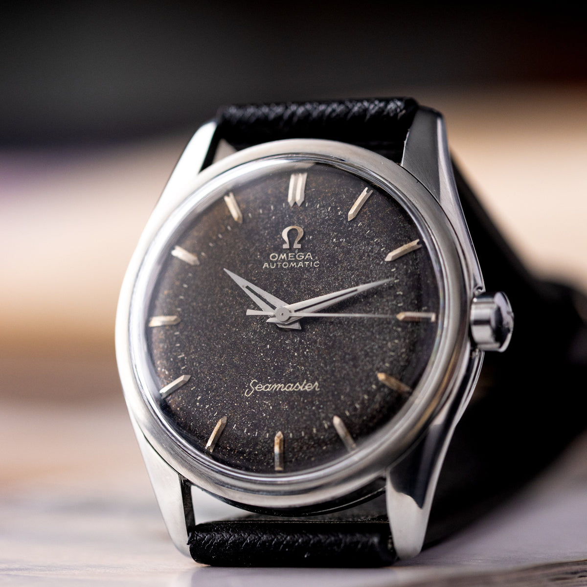 Omega Seamaster Automatic Black dial with unique metallic shimmer pati ...