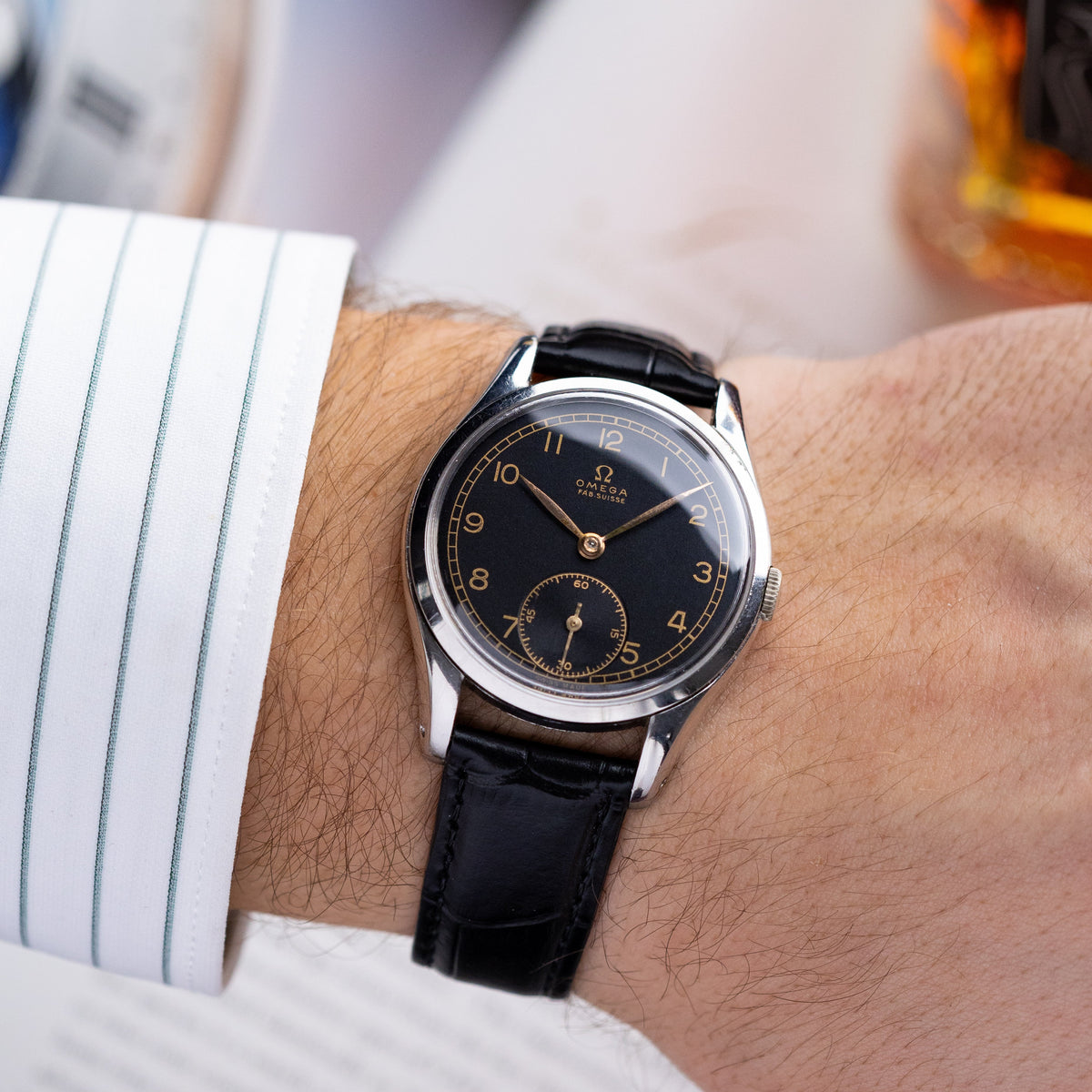 Omega Vintage Swiss Watch, Ref. 2503-7, Black Gilt Dial, Cal. 265 from ...