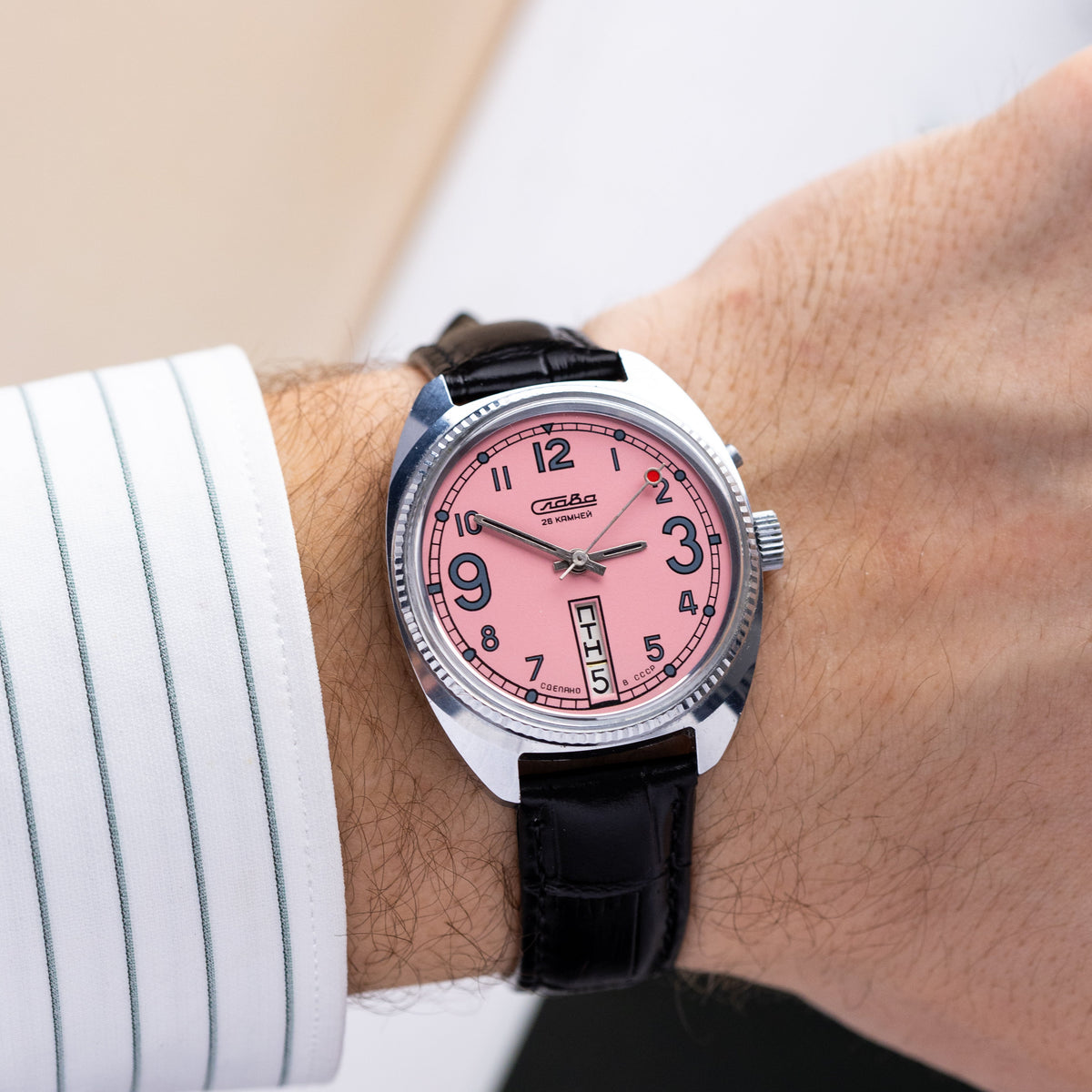 Slava Vintage Soviet Watch, Pink/Watermelon Dial from 1980's – DuMarko