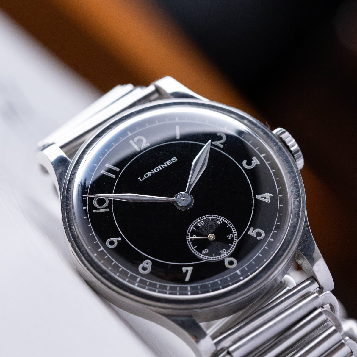 Vintage Longines Calatrava Steel Stepped Case, Ref. 4179, Black Sector ...