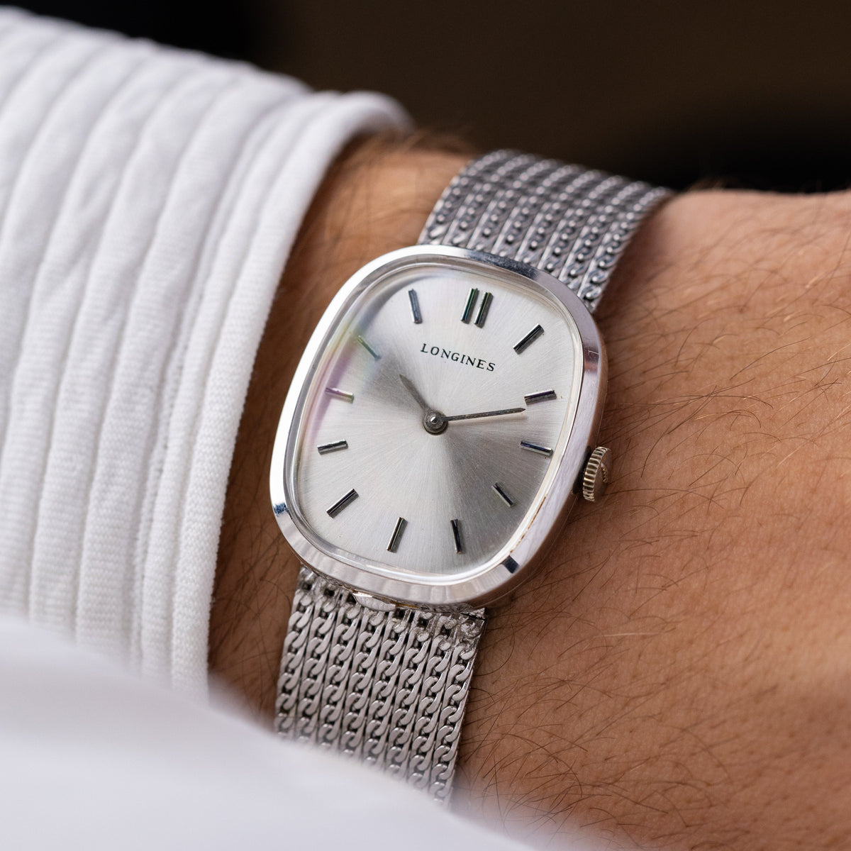 Vintage Longines Ellipse Ref. 3066, 10K White Gold-Filled Dress Watch ...