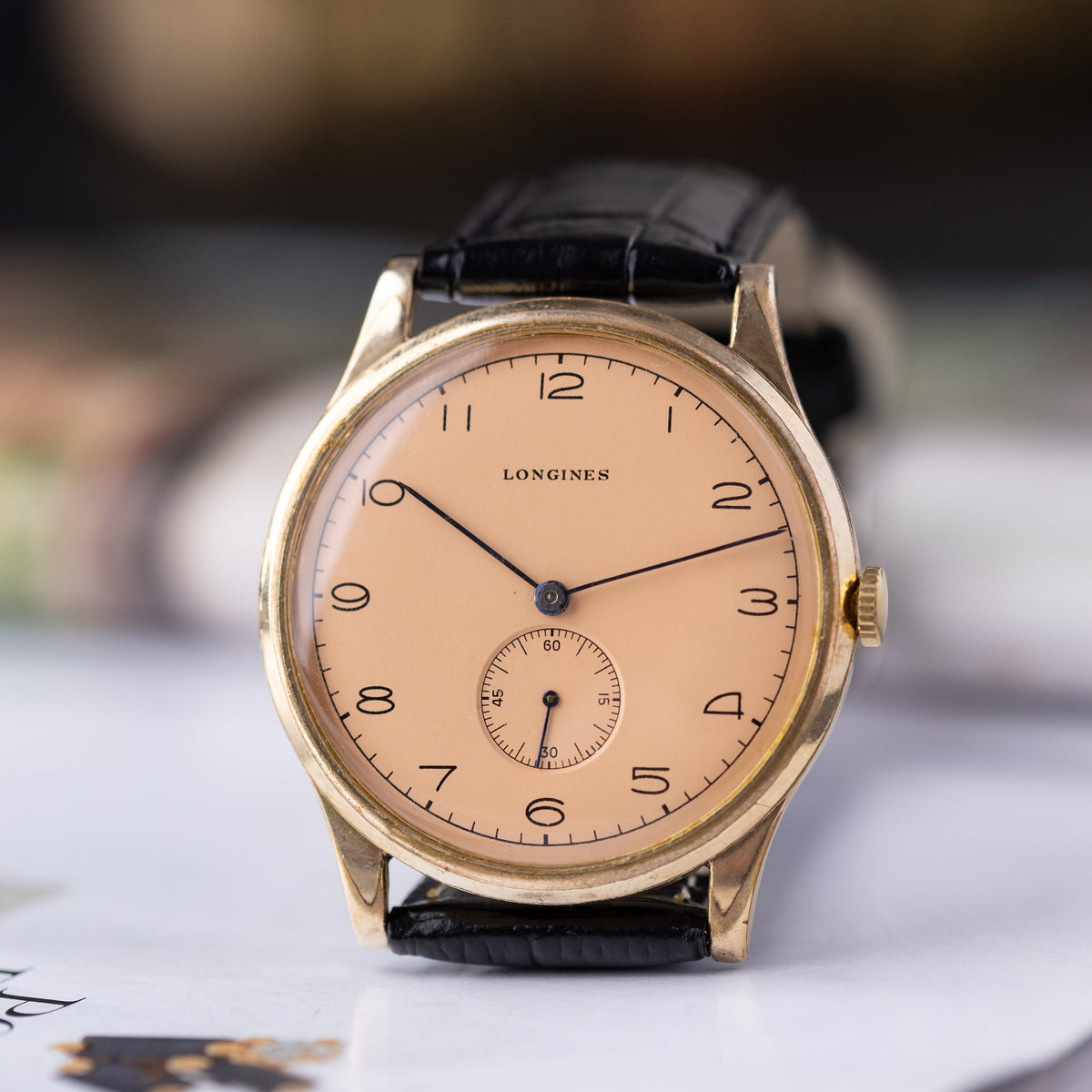 Vintage Longines Salmon Dial, Oversize 37,5 mm case, Art Deco watch fr ...