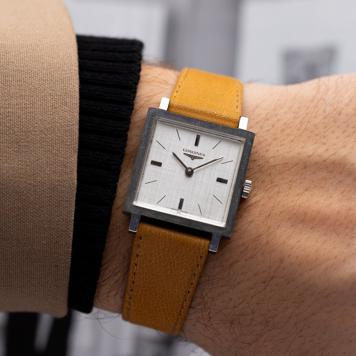 Vintage Longines Square Tank, Linen Silver Dial, Original Box, Swiss W ...