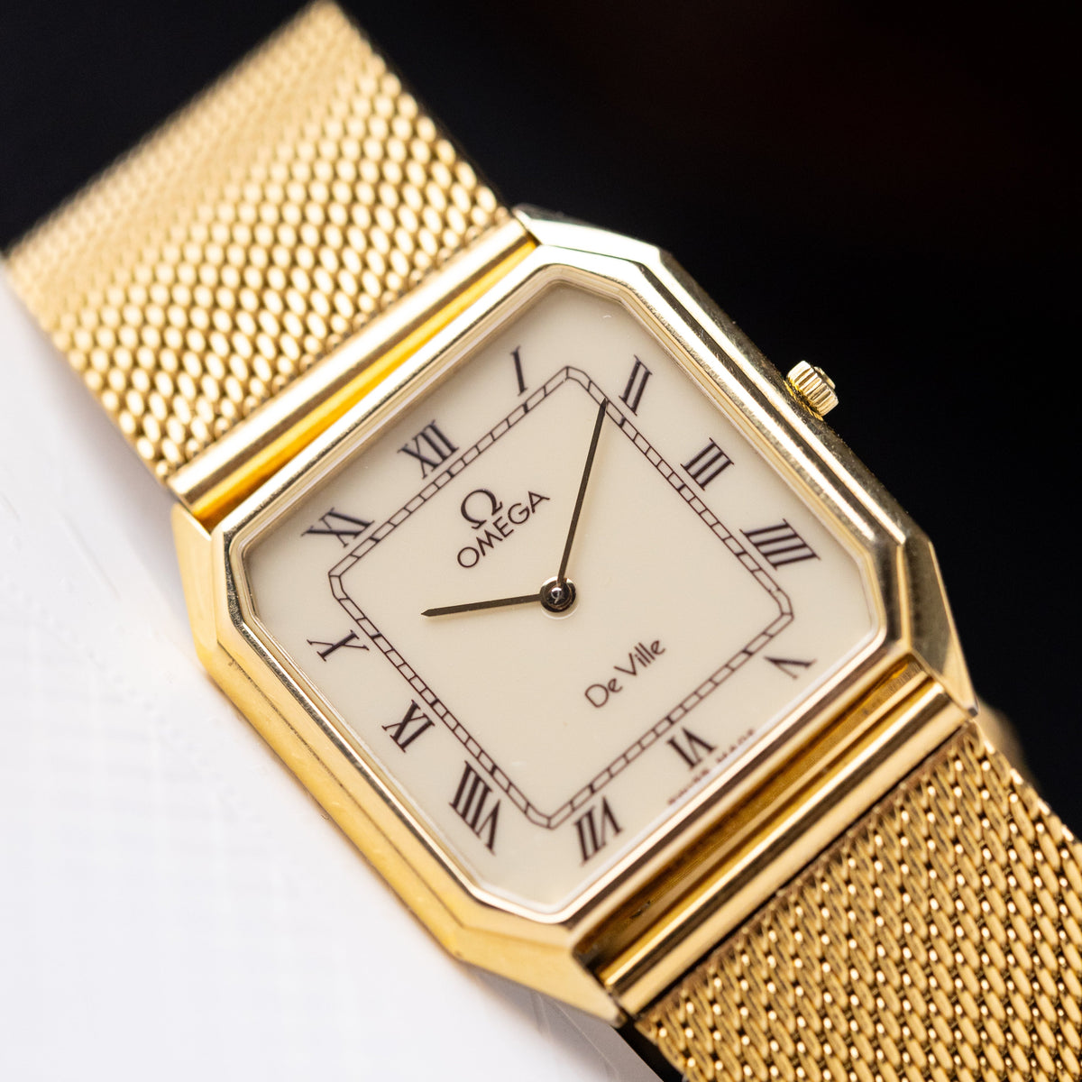 Vintage Omega De Ville Tank, Rare Burgundy Roman Numerals, Cal. 1377 ...