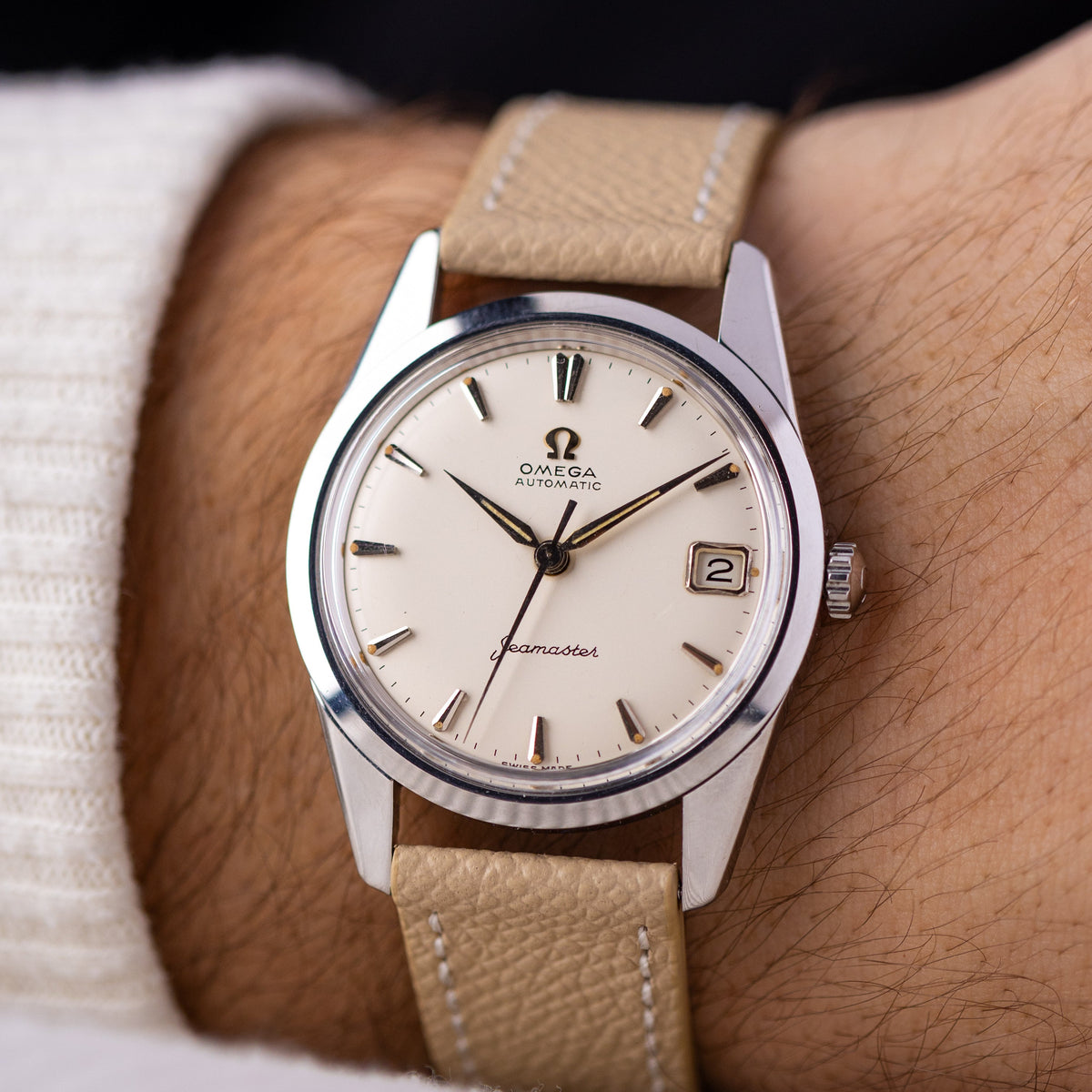 Vintage Omega Seamaster Automatic Watch, Date Window Cal. 562, Cream D ...