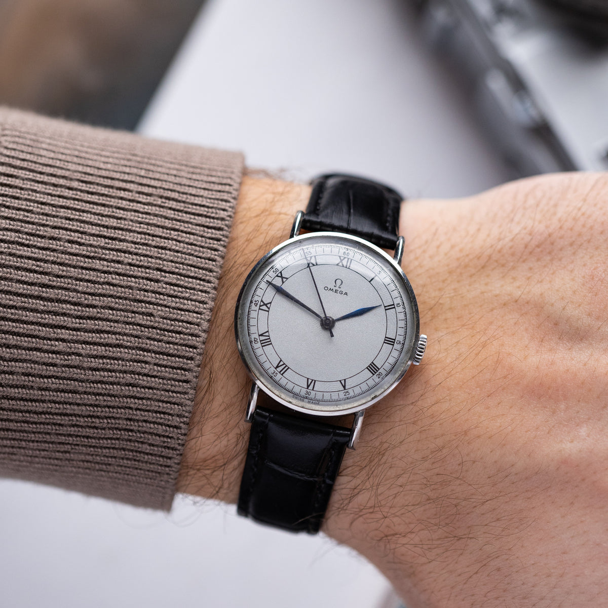 Vintage Omega Swiss Watch, Silver Dial, Roman Numerals, Cal. 30T2 SC f ...