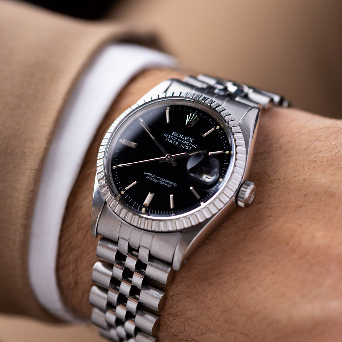 Vintage Rolex Datejust 36, Ref. 16030, Black Dial, Engine-Turned Bezel ...