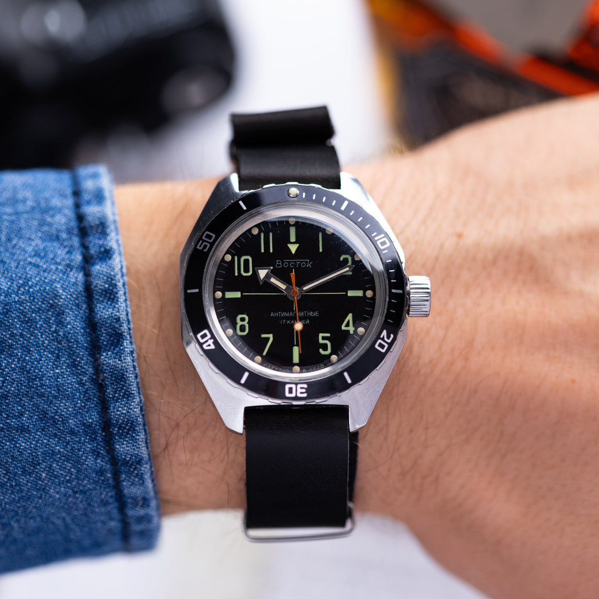 Vintage Soviet Watch Vostok Amphibia, Dive watch, Black Dial – DuMarko